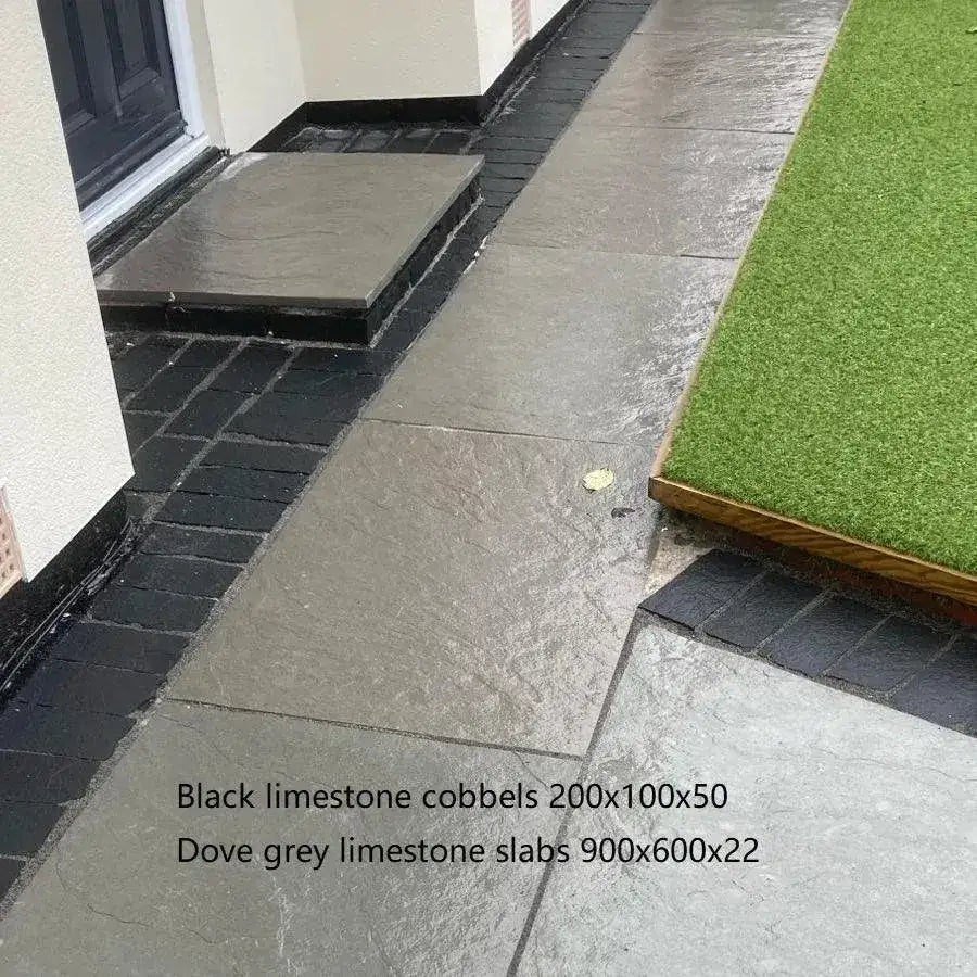 Black Limestone Cobble Setts 200 x 100 x 50 | Paving Slabs UK